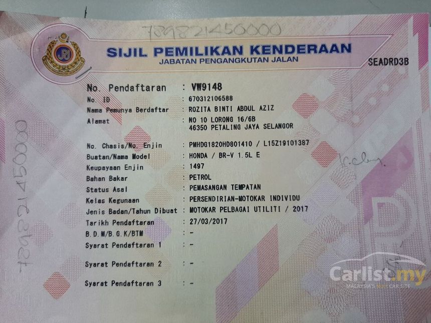 Used 2017 Honda BR-V 1.5 E i-VTEC SUV - Carlist.my