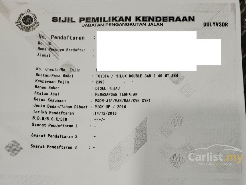 Toyota Hilux 2016 G 2.4 in Perak Manual Pickup Truck Silver for RM ...