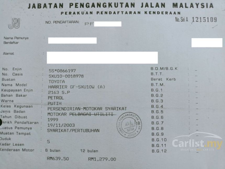 Used 1999 Toyota Harrier 2.2 SUV (A) Tip Top Kalipop Lolipop - Carlist.my