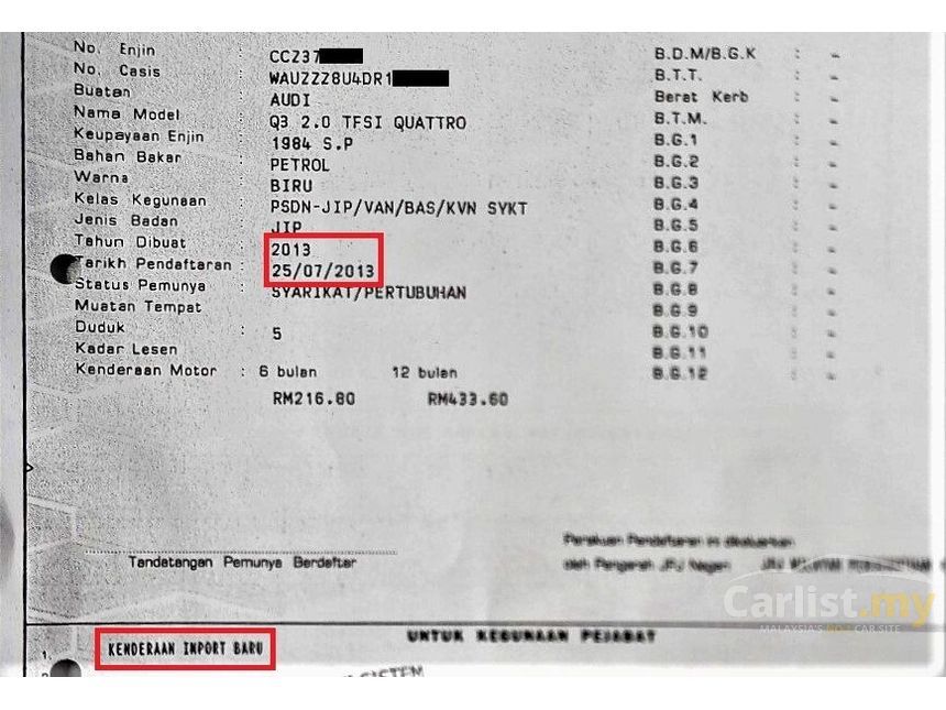 Used 2013 Audi Q3 2.0 TFSI Quattro SUV [ORI 77K KM][ORI S LINE][ONE LADIES OWNER][ONE YEAR ...