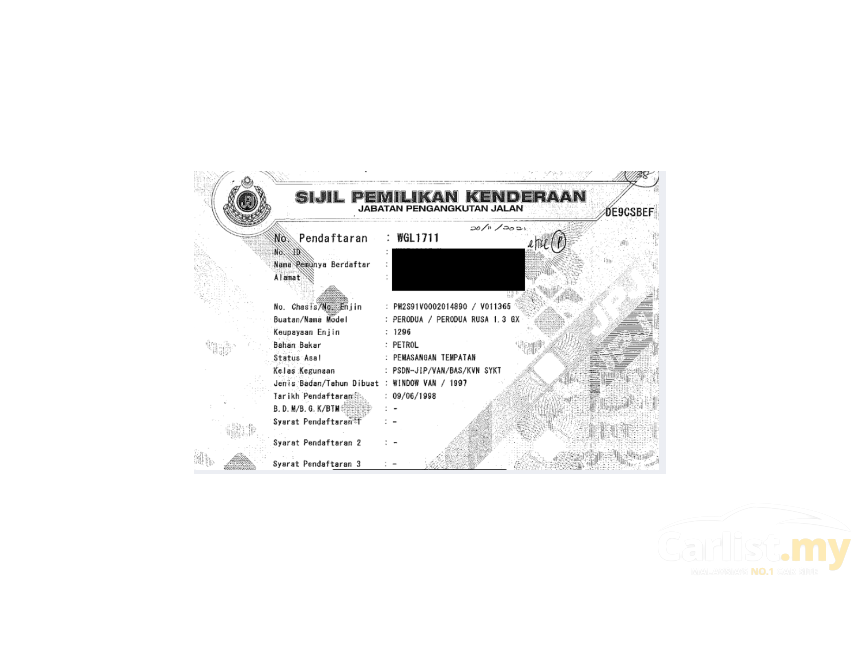 Used 1996 Perodua Rusa 1.3 EX 5 seats Van - Carlist.my