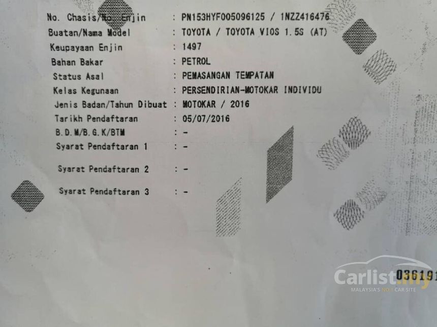 Used 2016 Toyota Vios 1.5 (A) TRD Sportivo LEATHER SEAT,1 CAREFUL OWNER ...