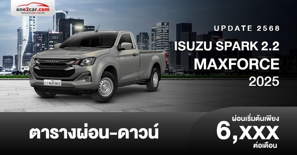 ตารางผ่อน ISUZU SPARK 2.2 MAXFORCE 2025 - ราคาและตารางผ่อน | One2car