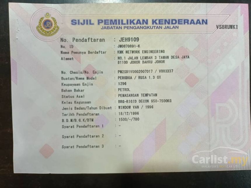 Used PERODUA RUSA WINDOW VAN FOR SELL - Carlist.my