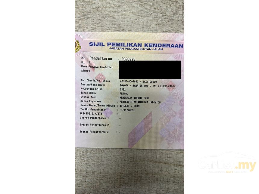 Used 2003 Toyota Harrier 2.4 240G Premium L SUV-TOMS EDITION FACELIFT-IMPORT NEW-FULL SERVICE ...