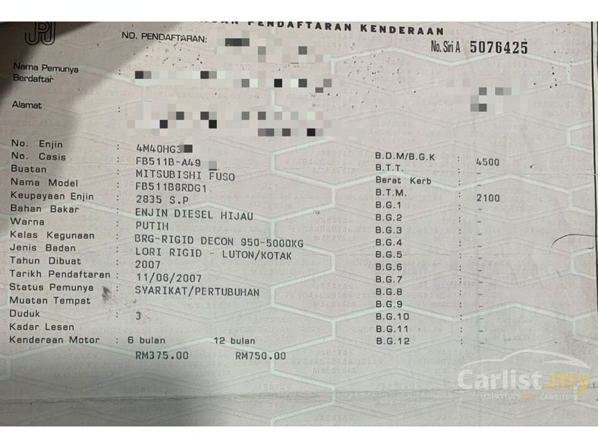 Used 2007 Mitsubishi Fuso Fb511B 10 ft Box van Ccris Ctos Can Loan - Carlist.my
