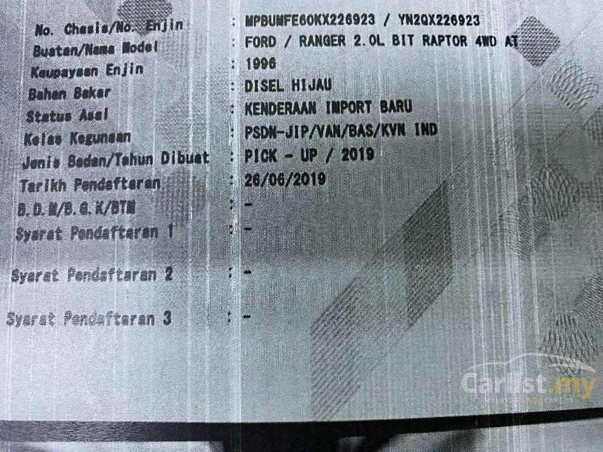 二手 2019 Ford Ranger 2.0 (A) Raptor High Rider CBU 77K KM Full Service ...