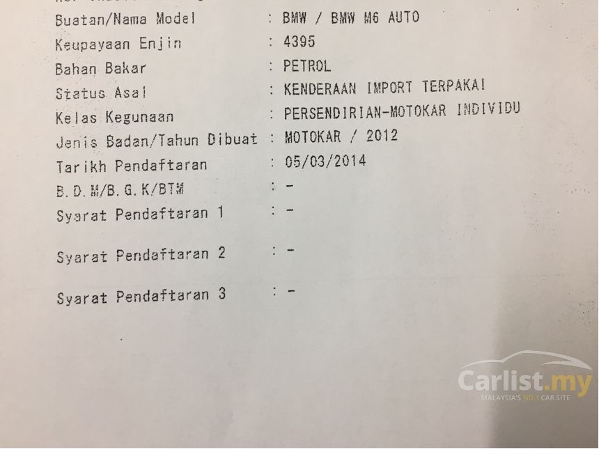 Used 2012 BMW M6 20K Mile Full Service Record BMW - Carlist.my