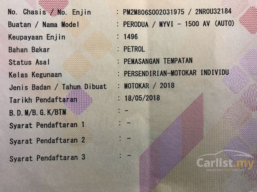 Used 2018 Perodua Myvi 1.5 AV (A) Advance Mileage 25843KM Perodua ...