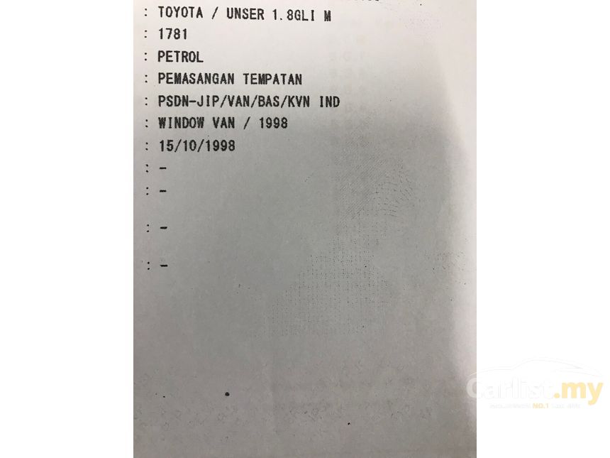 Used 1998 Toyota Unser 1.8 GLi MPV - Carlist.my