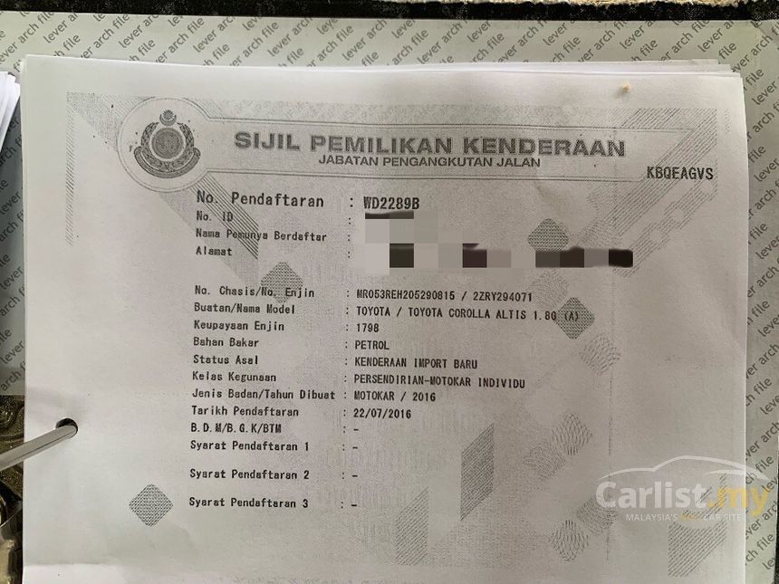 Used 2016 Toyota Corolla Altis 1.8 (A) G-Spec, New Facelift, Keyless ...